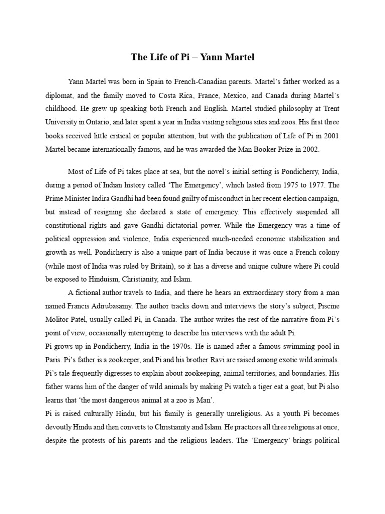 The Life of Pi - Yann Martel | PDF