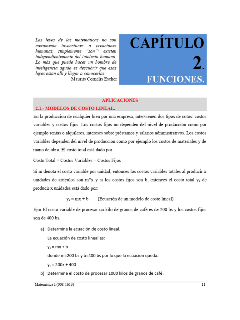 Unidad II Funciones II Parte-1 | PDF | Oferta (economía) | Ecuaciones