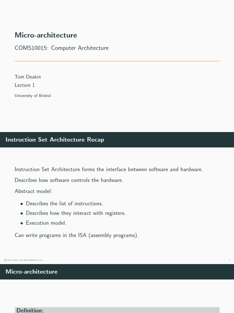 University of Bristol Microarchitecture | PDF | Central Processing Unit | Cpu Cache