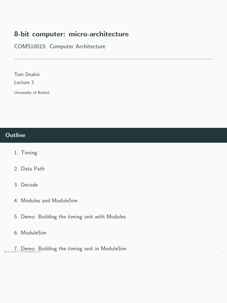 University of Bristol 8bit - Computer - Uarch | PDF | Central ...