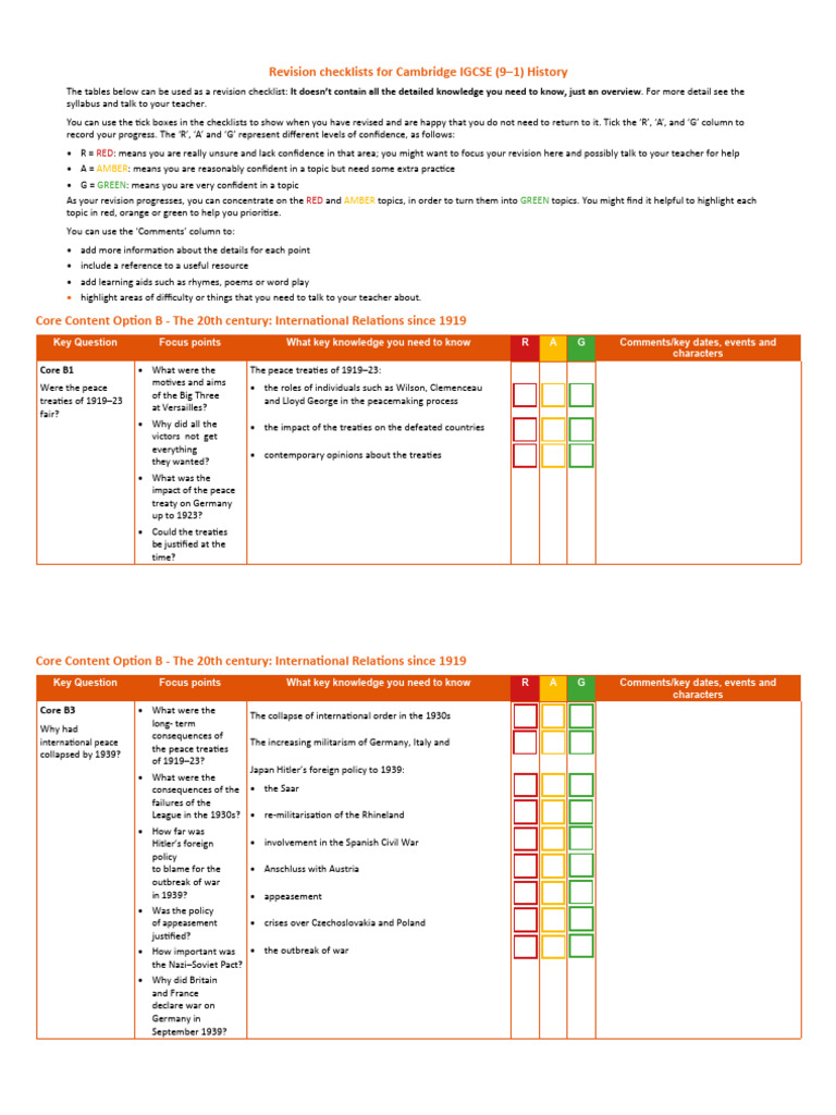 Cambridge IGCSE History Revision Checklist | PDF | Cold War | Soviet Union