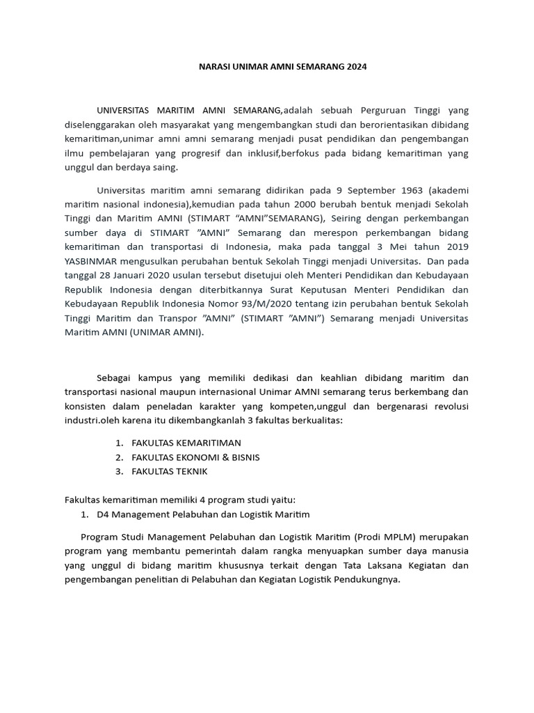 Narasi Unimar Amni Semarang 2024 | PDF | Bisnis