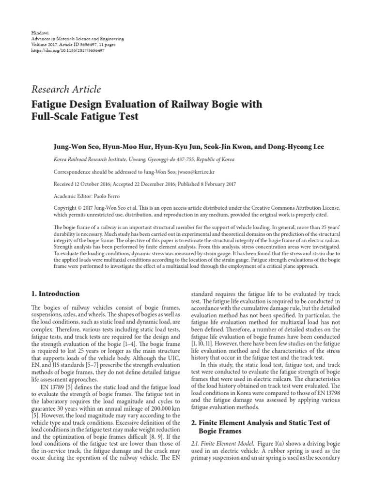 Fatigue Design Evaluation of Railway Bogie With Fu | PDF | Fatigue ... Fatigue Design Evaluation of Railway Bogie With Fu | PDF | Fatigue ...