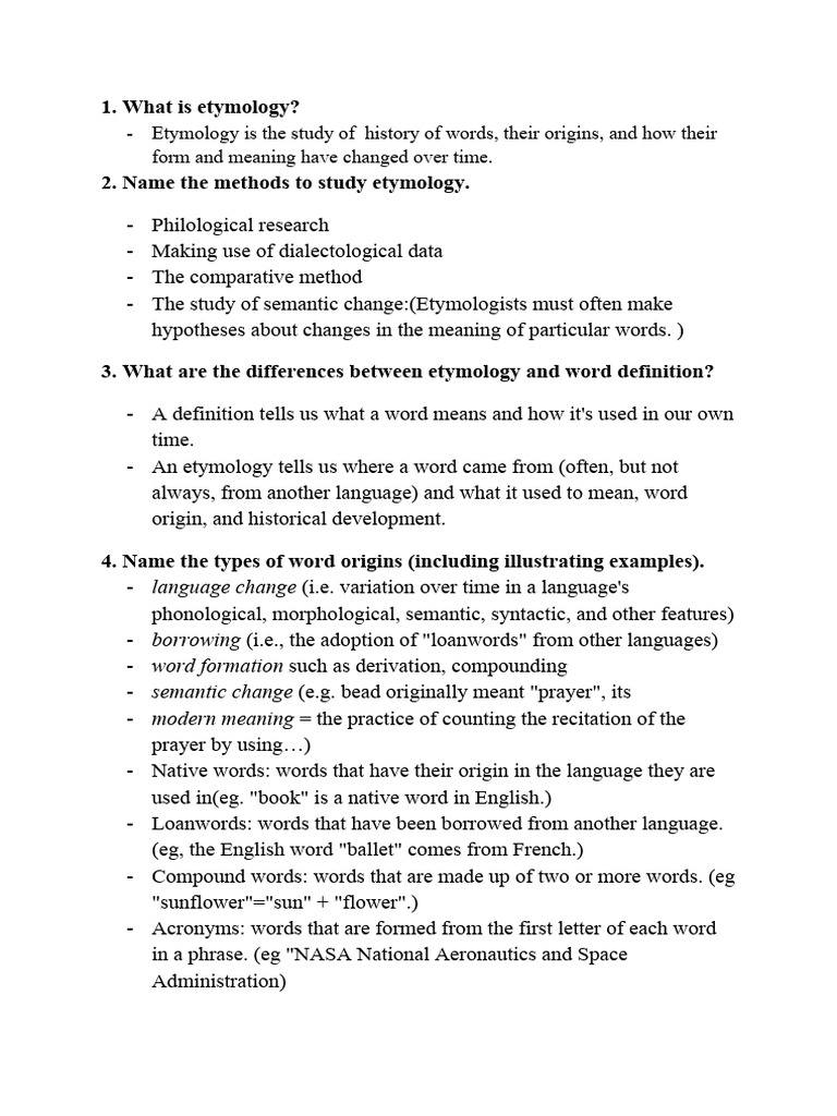 Etymology: Understanding Word Origins | PDF | Word | Semantics