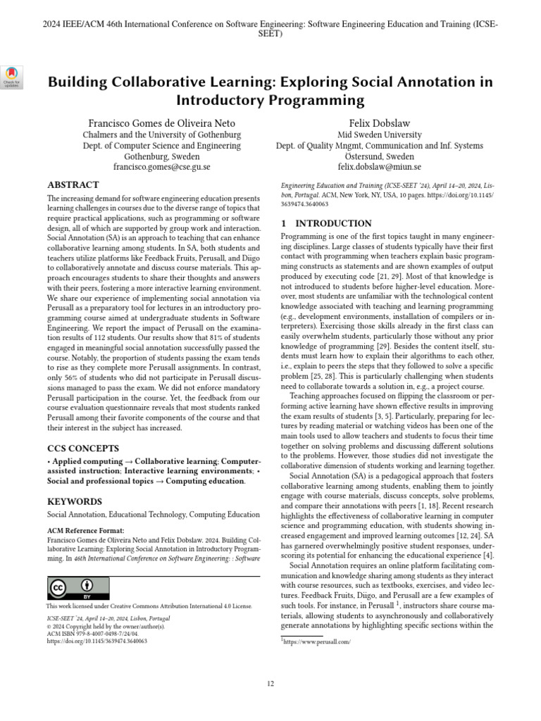 Building Collaborative Learning Exploring Social Annotation In Introductory Programming Pdf