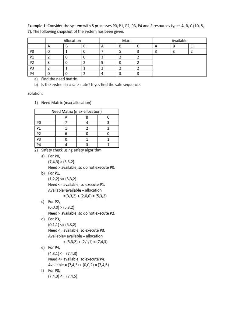 Unit 4 Deadlock Bankers Algorithms Numerical | PDF | Algorithms | Applied Mathematics