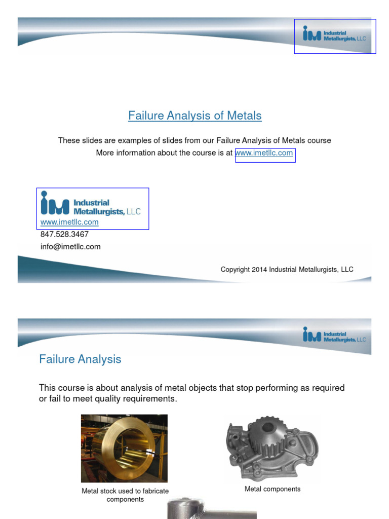 Failure Analysis of Metals - Introduction | PDF | Reliability Engineering | Failure Analysis
