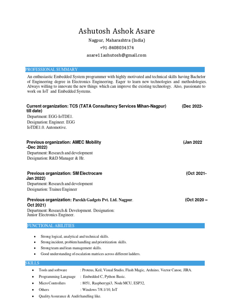 Resume Ashutosh Asare | PDF | Engineering | Computing