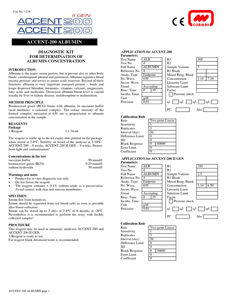 ACCENT-200 ALBUMIN A | PDF | Proteins