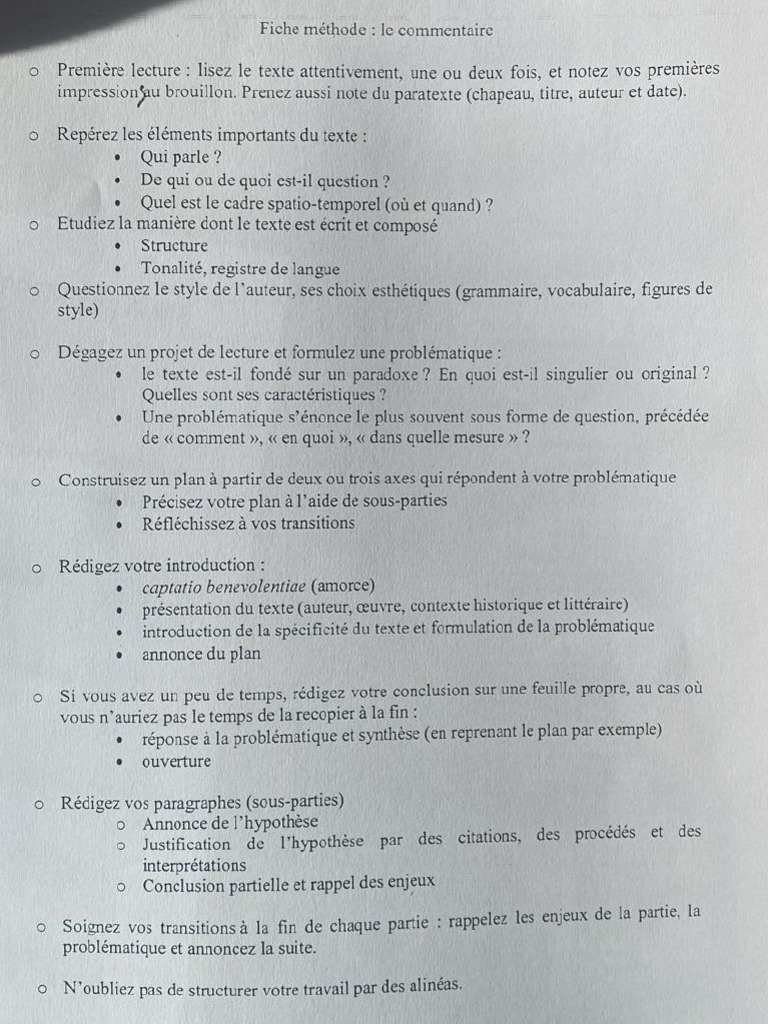 Méthode Commentaire | PDF