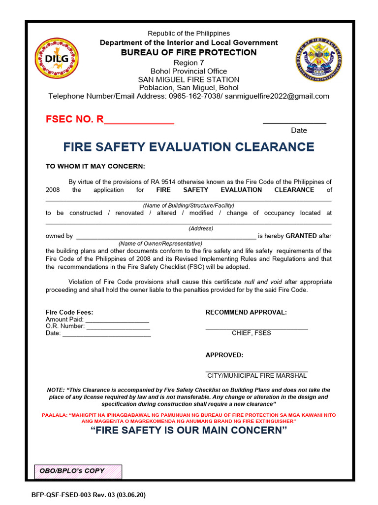 Fire Safety Evaluation Clearance Issuance | PDF | Fire Safety | Government