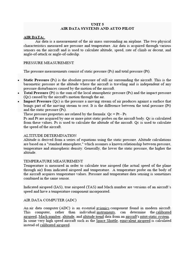 UNIT 5 Avionics | PDF | Airspeed | Mach Number
