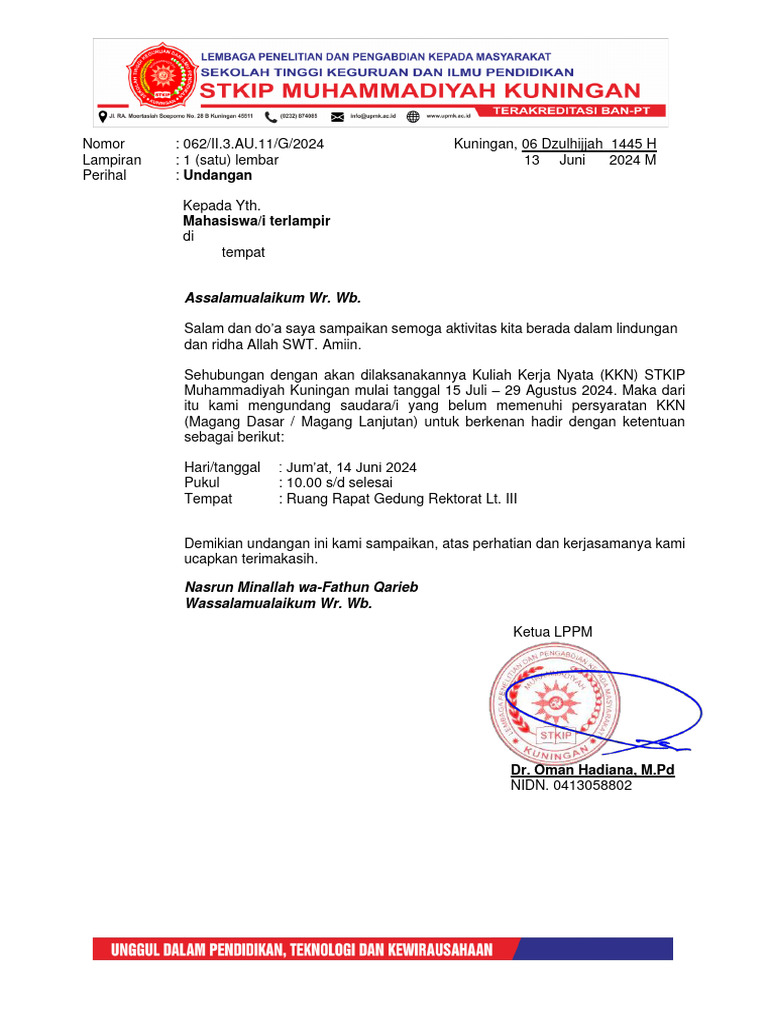 062 Undangan Mahasiswa | PDF