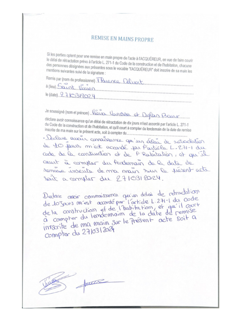 Remise en Mains Propre | PDF