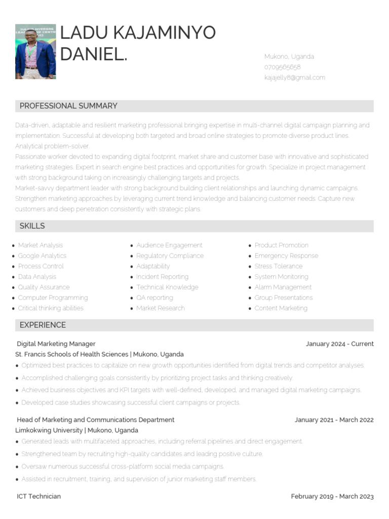 Ladu Kajaminyo Daniel Resume | PDF | Digital Marketing | Marketing