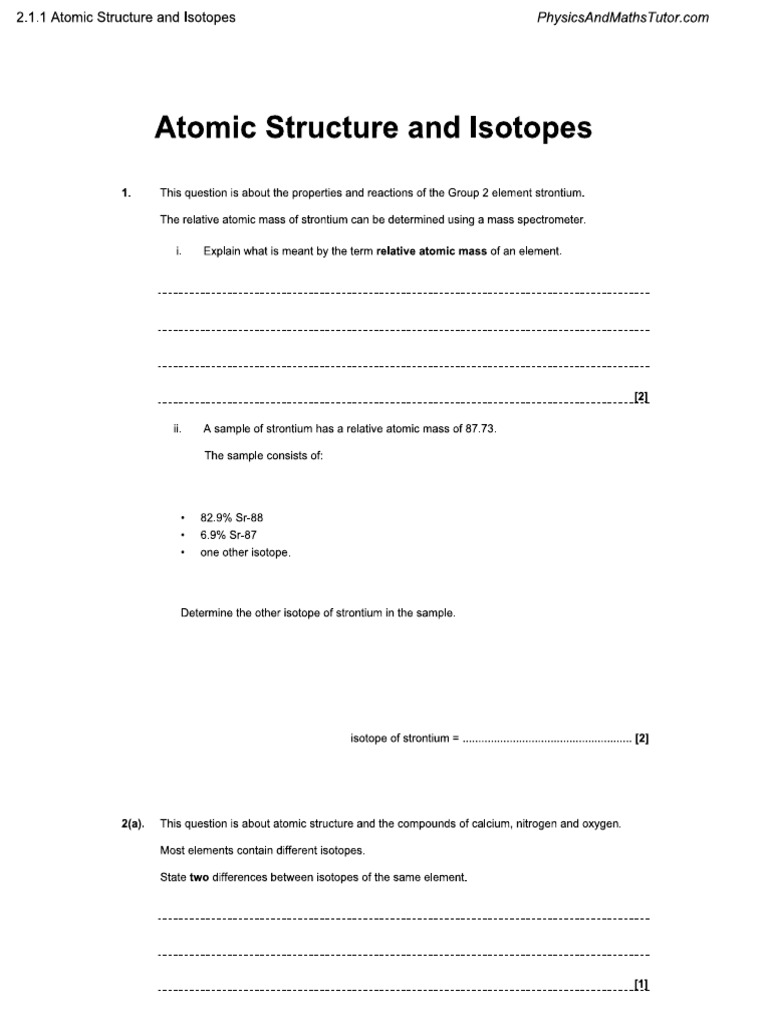 Atomic Structure and Isotopes | PDF