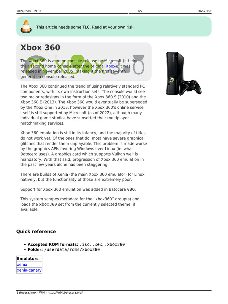 Xbox 360 Batocera Setup | PDF | Xbox 360 | Xbox