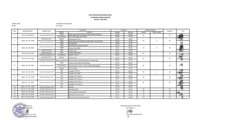 Rekap Bulanan Juni 2024 | PDF