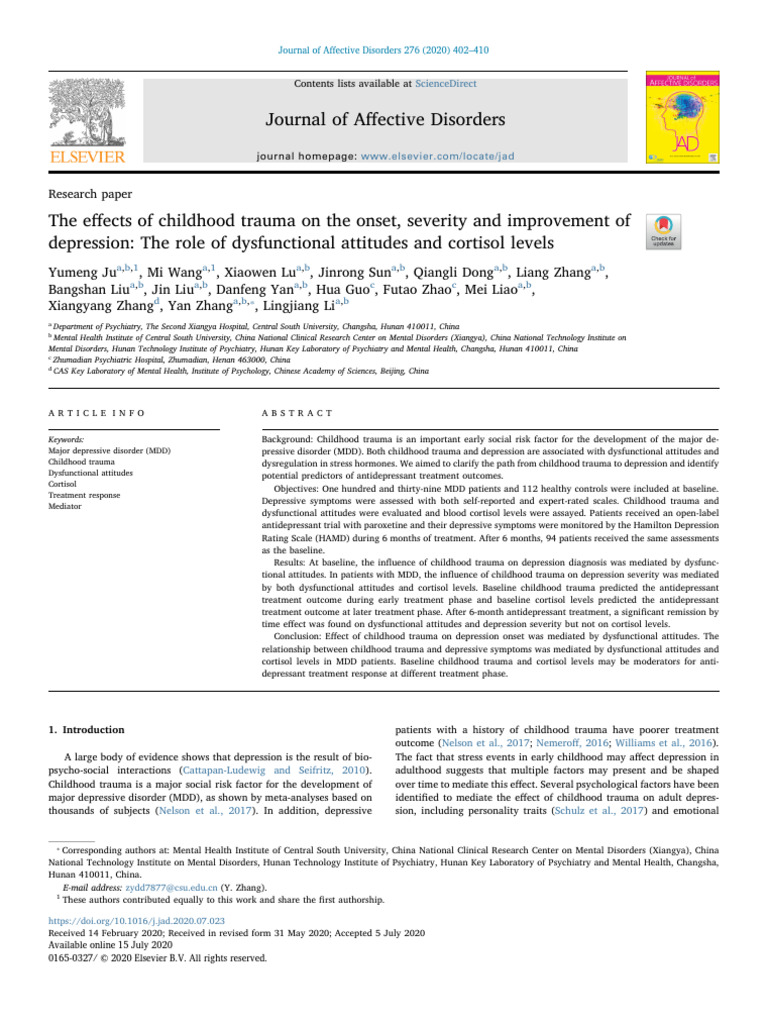 The Effects of Childhood Trauma | PDF | Major Depressive Disorder ...