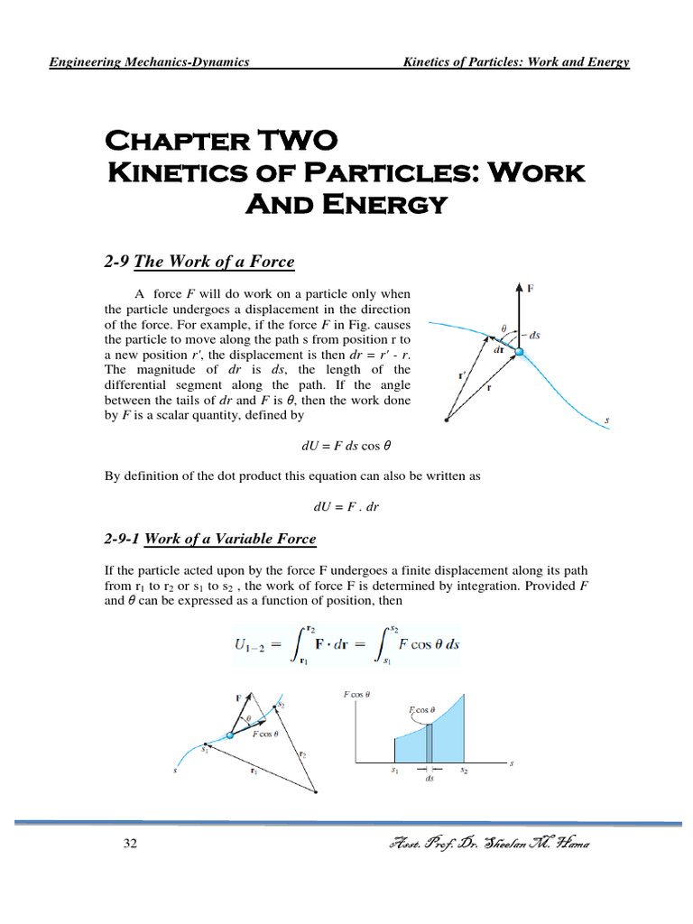 Chapter TWO Kinetics of Particles: Work and Energy | Download Free PDF | Force | Friction