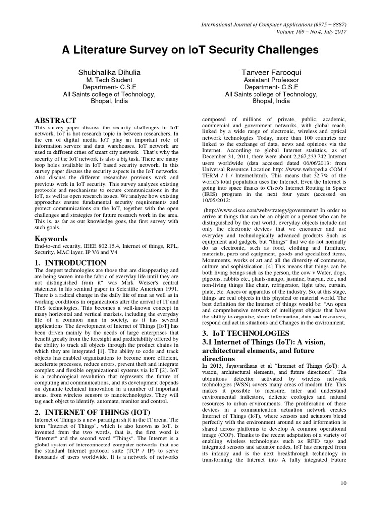 Dihulia 2017 Ijca 914616 | PDF | Internet Protocols | Internet Of Things