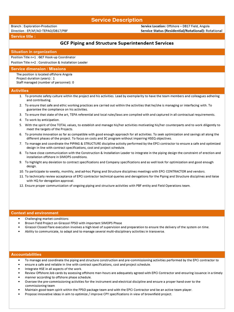 GCF Offshore Piping & Structure SPDT | PDF | Business