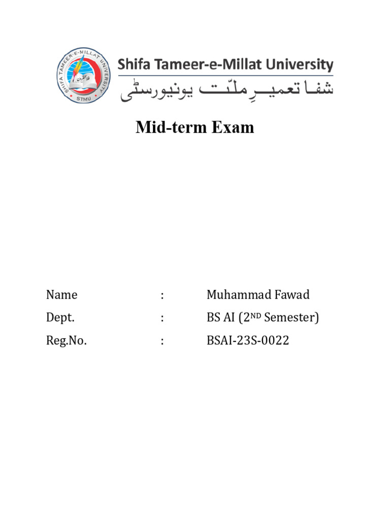 Muhammad Fawad Mid Term Exam-1 | PDF | Computers