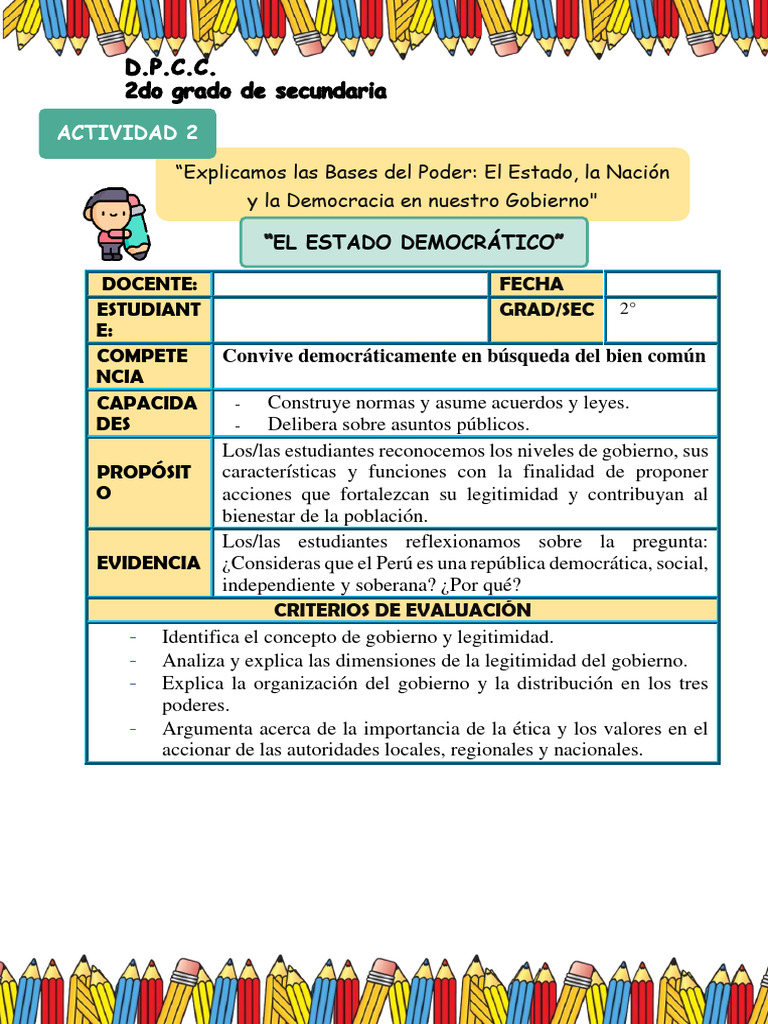 2° DPCC -ACTV.02-UNI.2 2024 (1) | PDF | Gobierno | Democracia