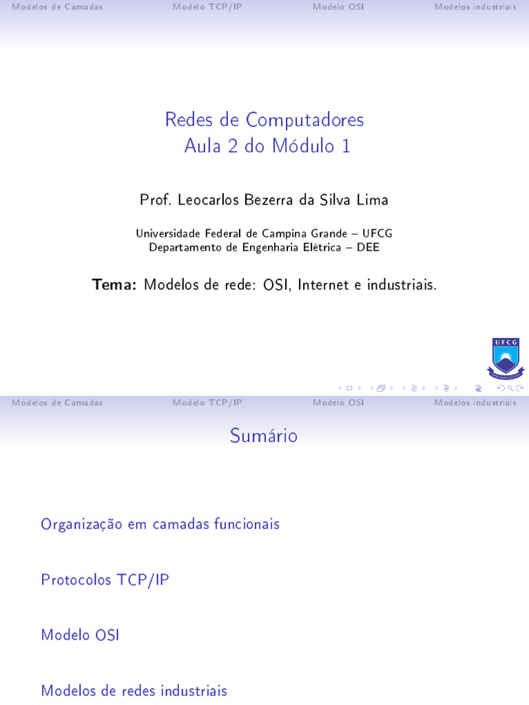 Aula 1-2 | PDF | Modelo OSI | Suíte de protocolo de internet