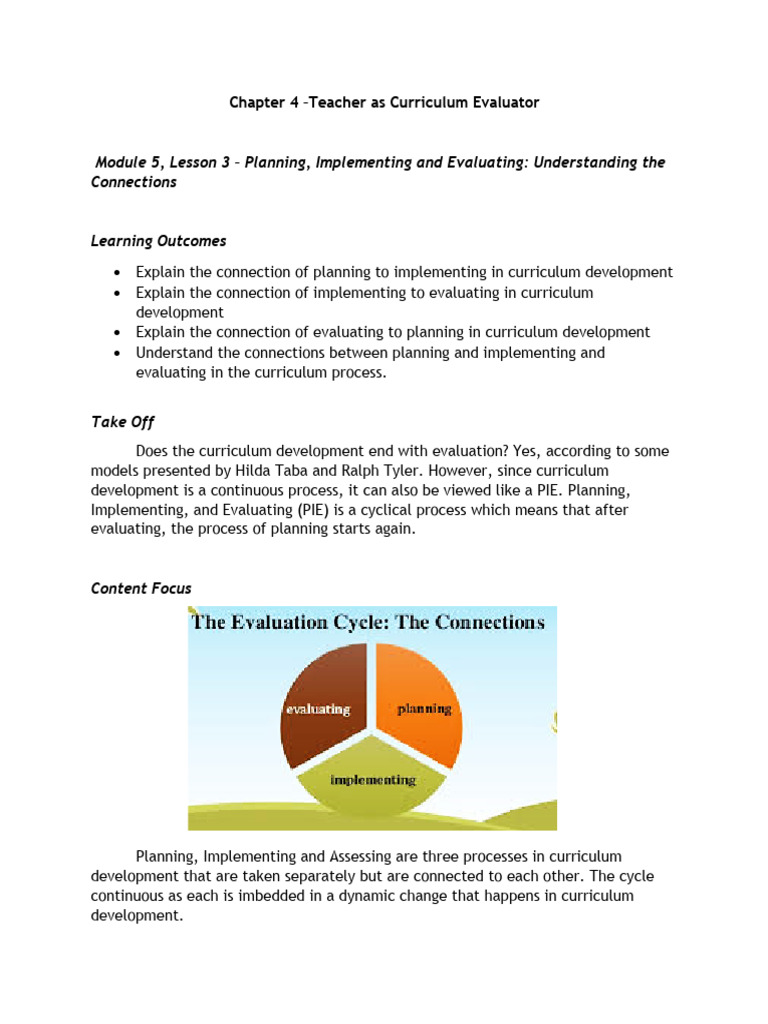 Chapter 4 Module 5lesson 3 Planning... | PDF | Curriculum | Teachers