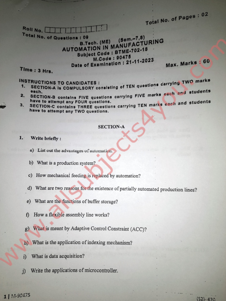 Btech Sem 7 and 8 Btme 702 18 Watermark | PDF | Automation | Computing