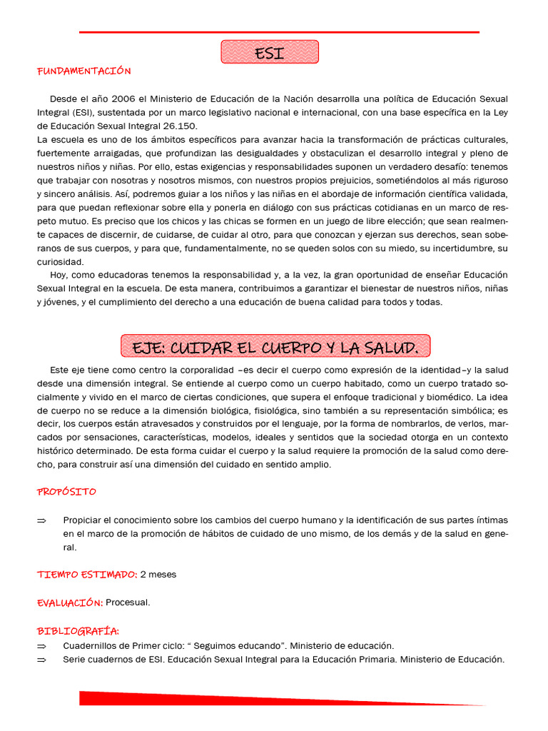 Secuencia Esi | Descargar gratis PDF | Educación sexual