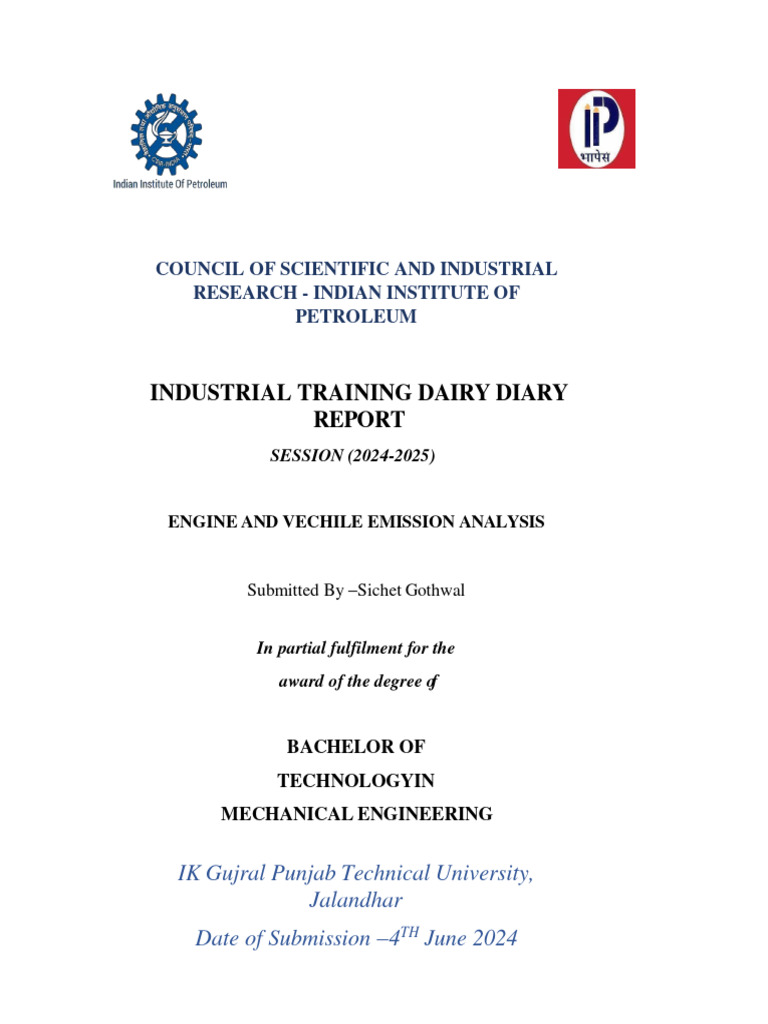 Industrial Training Daily Diary Report | Download Free PDF | Exhaust ...