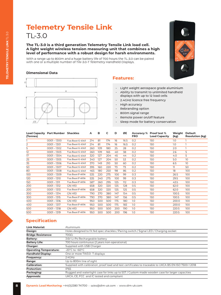 Telemetry Tensile Link TL 3.0 | PDF | Battery Charger | Telemetry