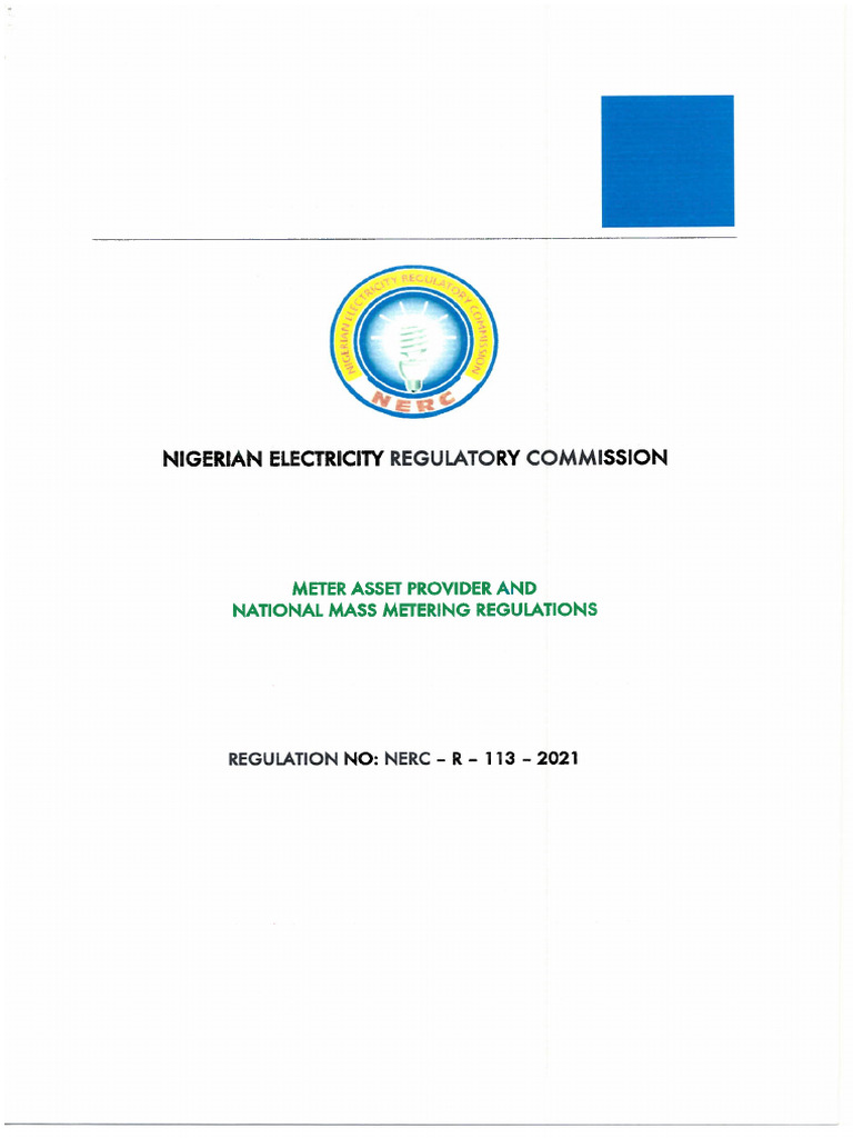 NERC Meter Asset Provider and National Mass Metering Regulations ...