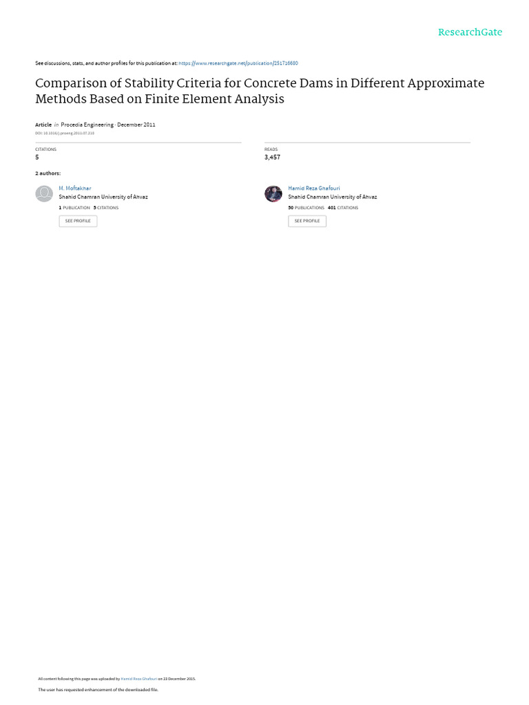 Comparison of Stability Criteria For Concrete Dams | PDF | Stress ...