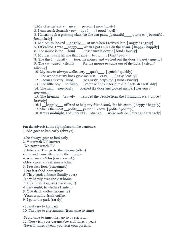 Adverb Tutorial Submission | PDF