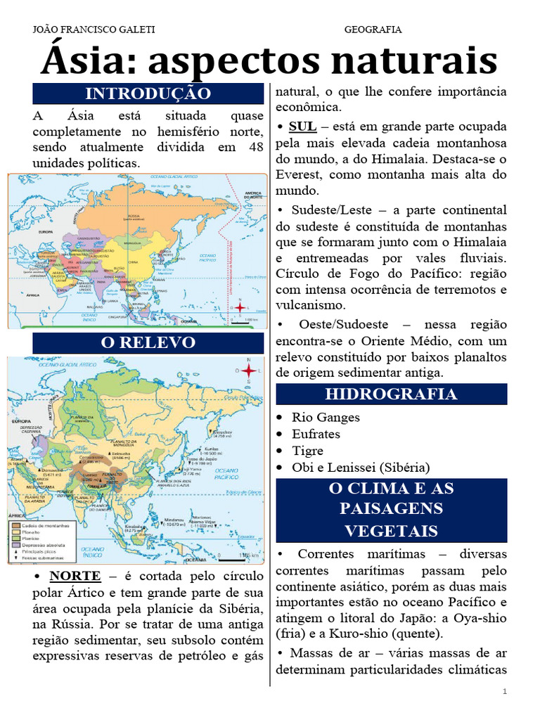 Geografia da Ásia: Relevo e Clima | PDF | Ásia | Himalaia