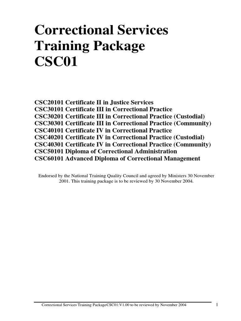Csc01 - 1 - Correctional Services Training Package | PDF | Vocational ...