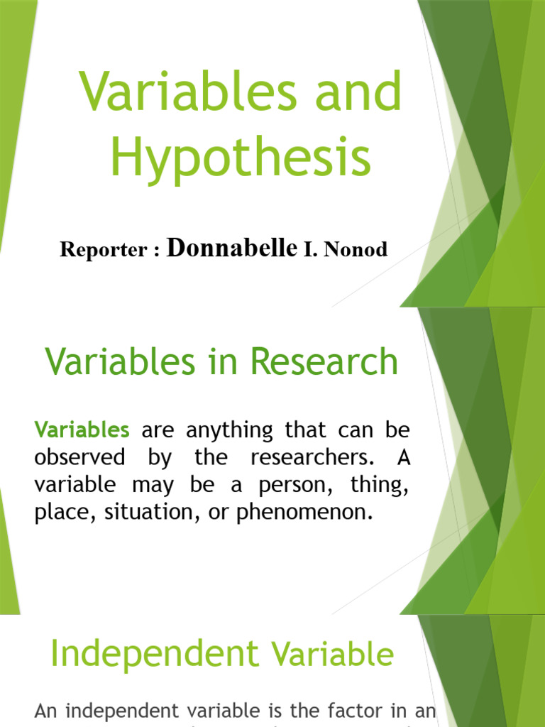 Research Variables & Hypotheses | PDF | Hypothesis | Type I And Type Ii ...