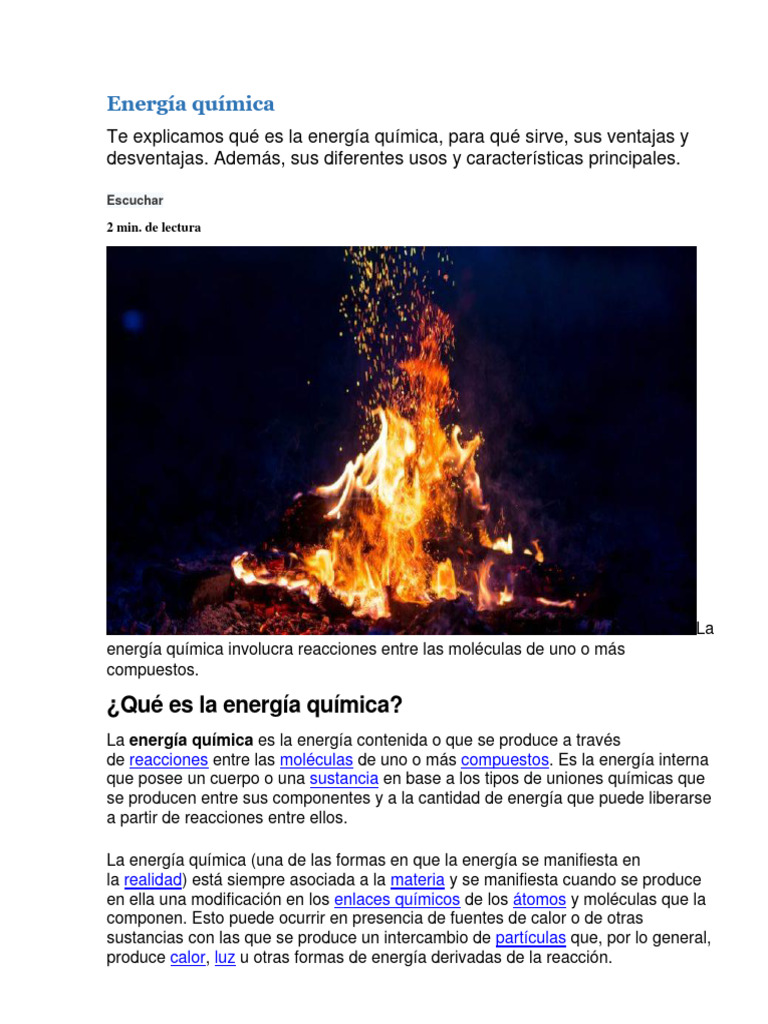 Energia Quimica | PDF | Química | Combustibles