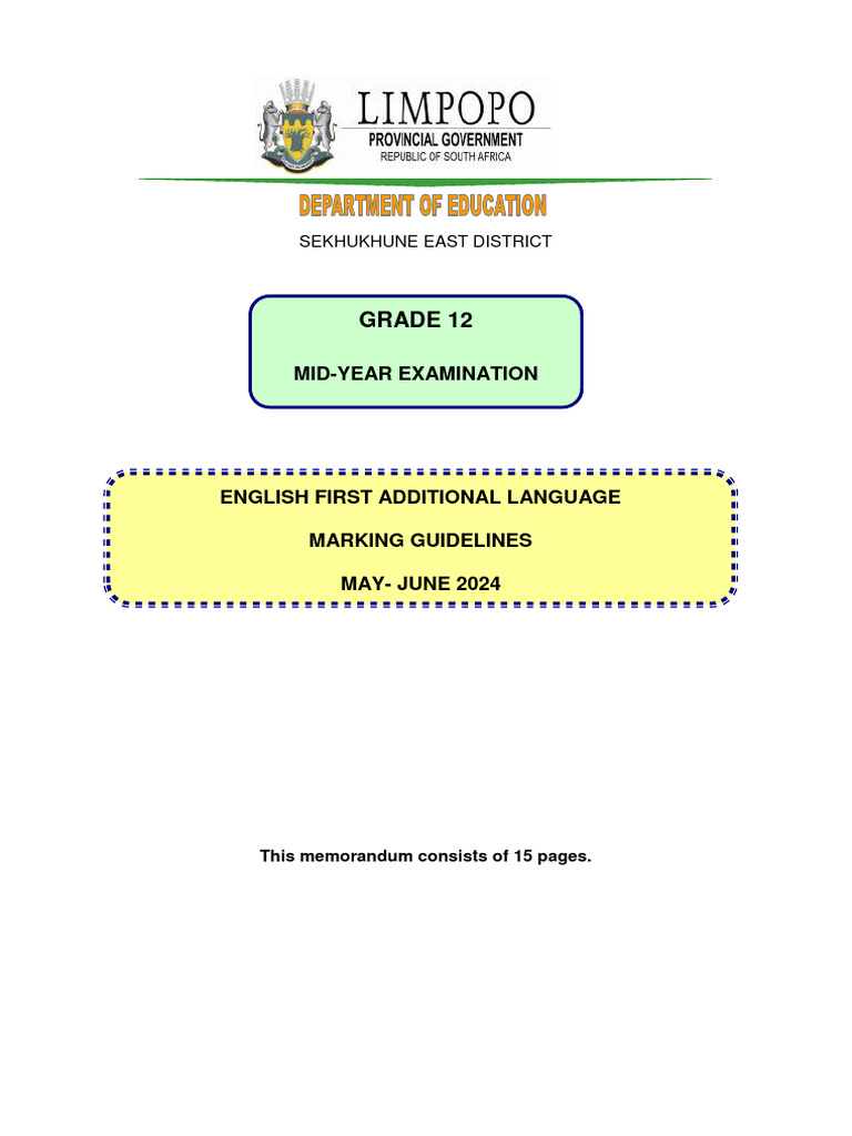 English FAL P2 Grade 12 MG MID-YEAR 2024 | PDF | Macbeth