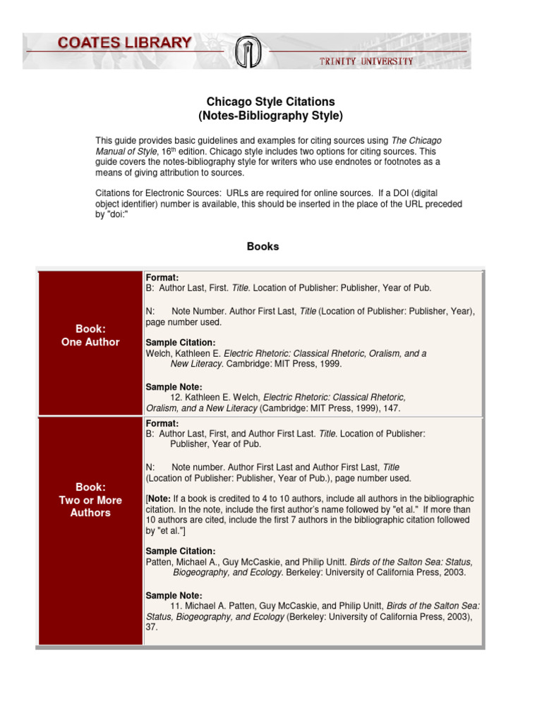 Chicago Style Citation Guide | PDF | Citation | Note (Typography)
