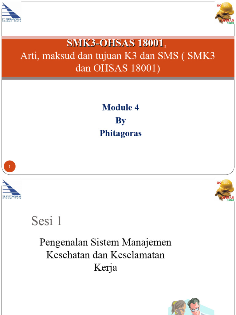 Module 4-Arti, Maksud Dan Tujuan K3 Dan SMS (SMK3 Dan OHSAS 18001) | PDF