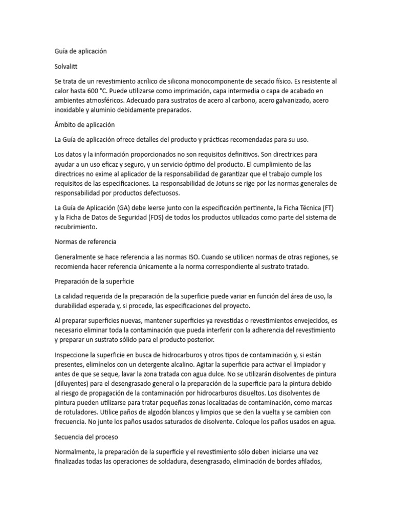 Solvalitt - Guía de Aplicación | PDF | Agua | Revestimiento