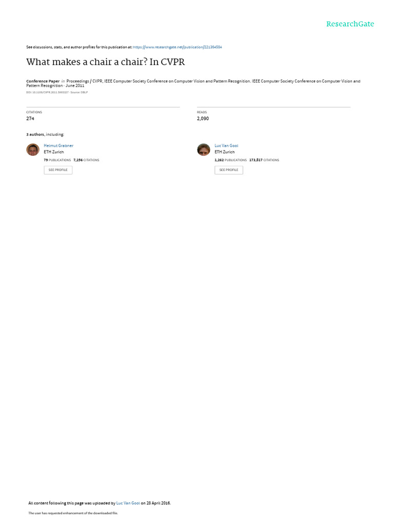 What_makes_a_chair_a_chair_In_CVPR | Download Free PDF | 3 D Computer Graphics | Chair