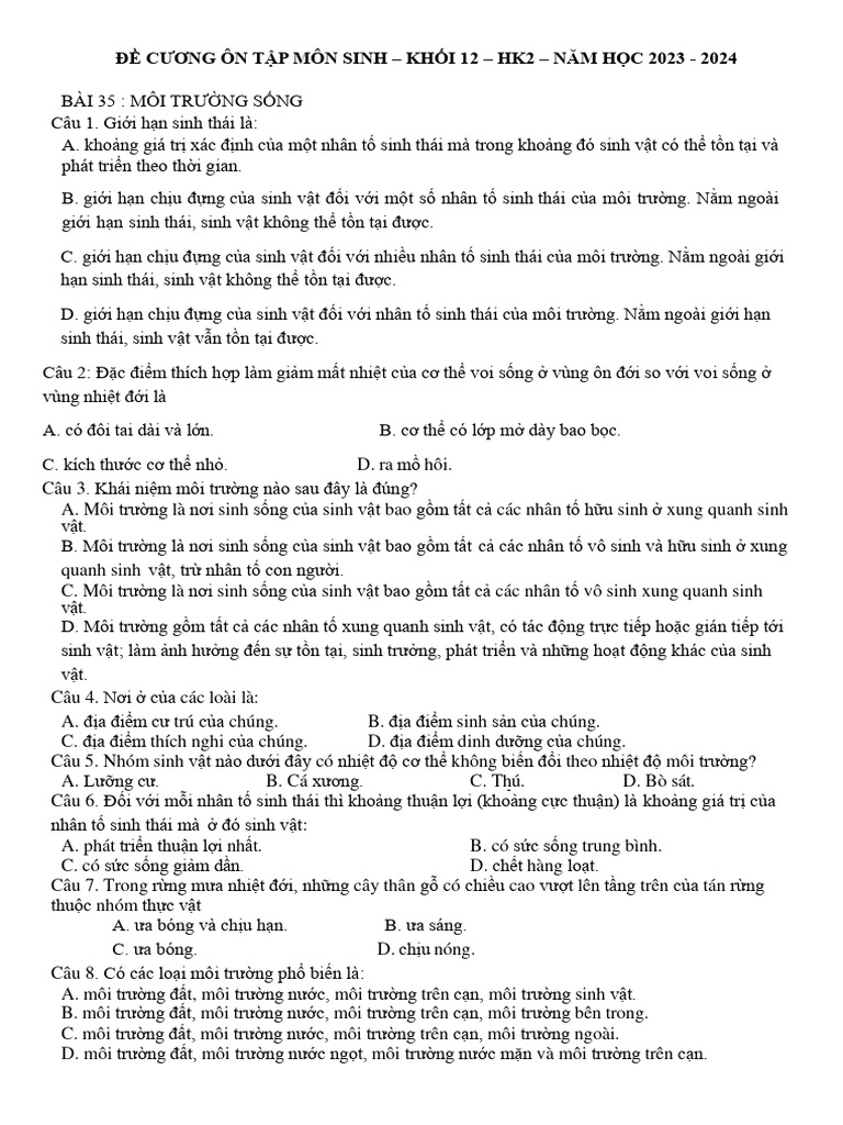 Ôn Thi Hk2 Sh12 in | PDF