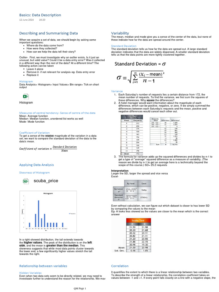 Basics Data Description | PDF | Skewness | Standard Deviation