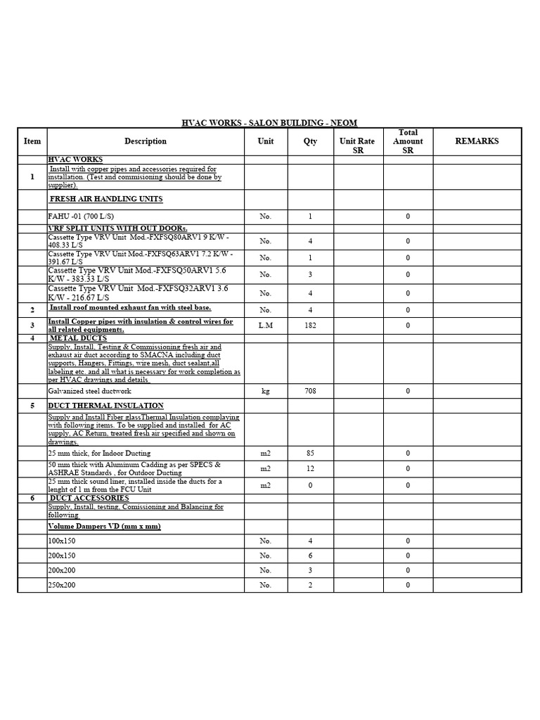 HVAC System Schedule (SALON Building) | PDF | Duct (Flow) | Building ...