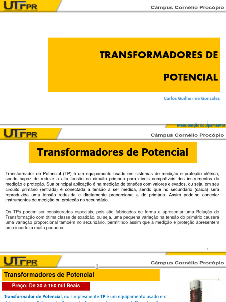 Transformadores de Potencial - PDF | PDF | Transformador | Rede elétrica